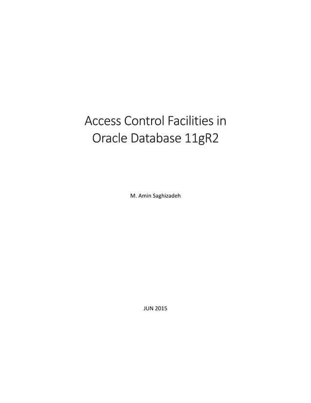 Access Control Facilities In Oracle Database 11g R2 Pdf