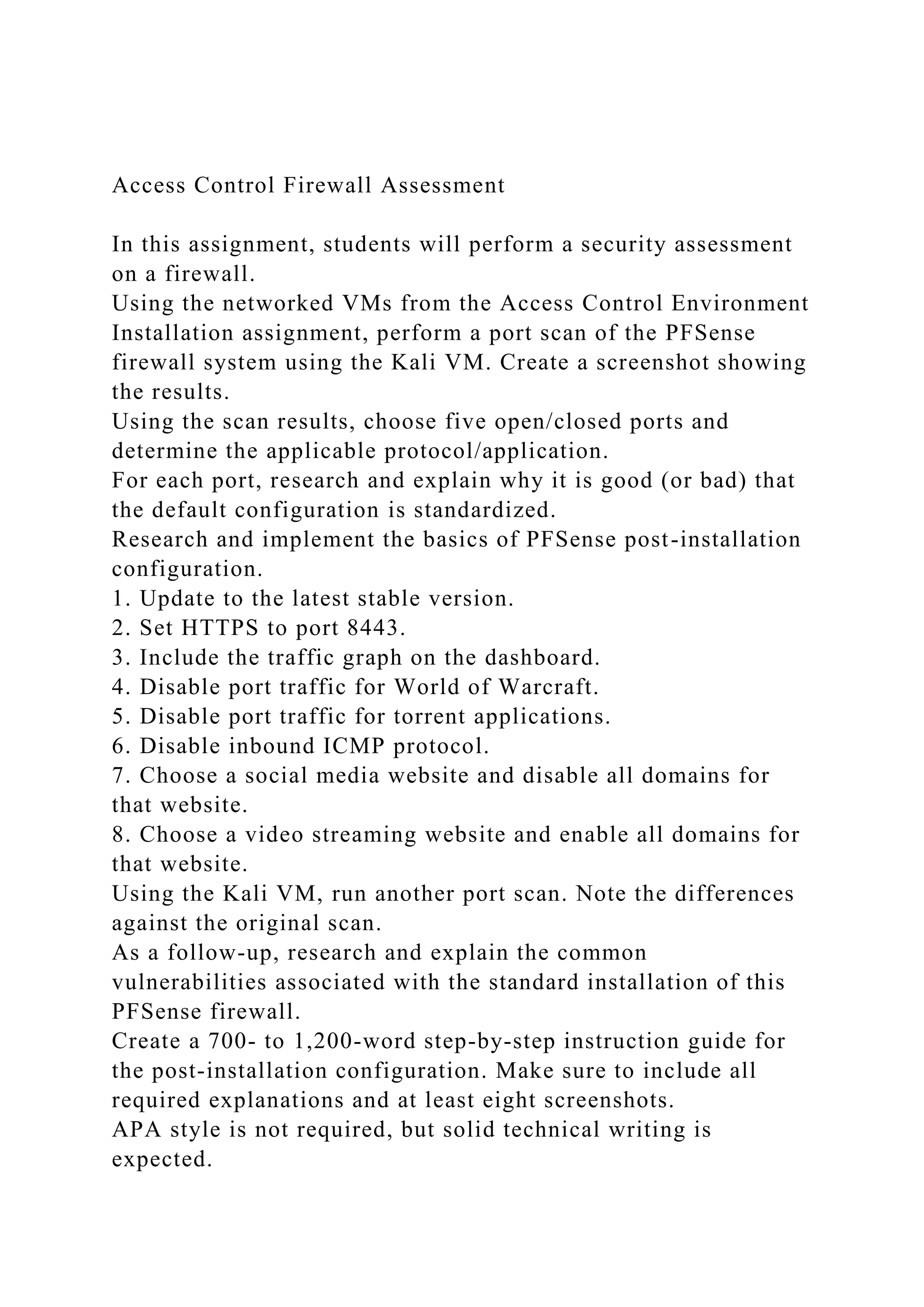 Access Control Firewall AssessmentIn this assignment, students.docx