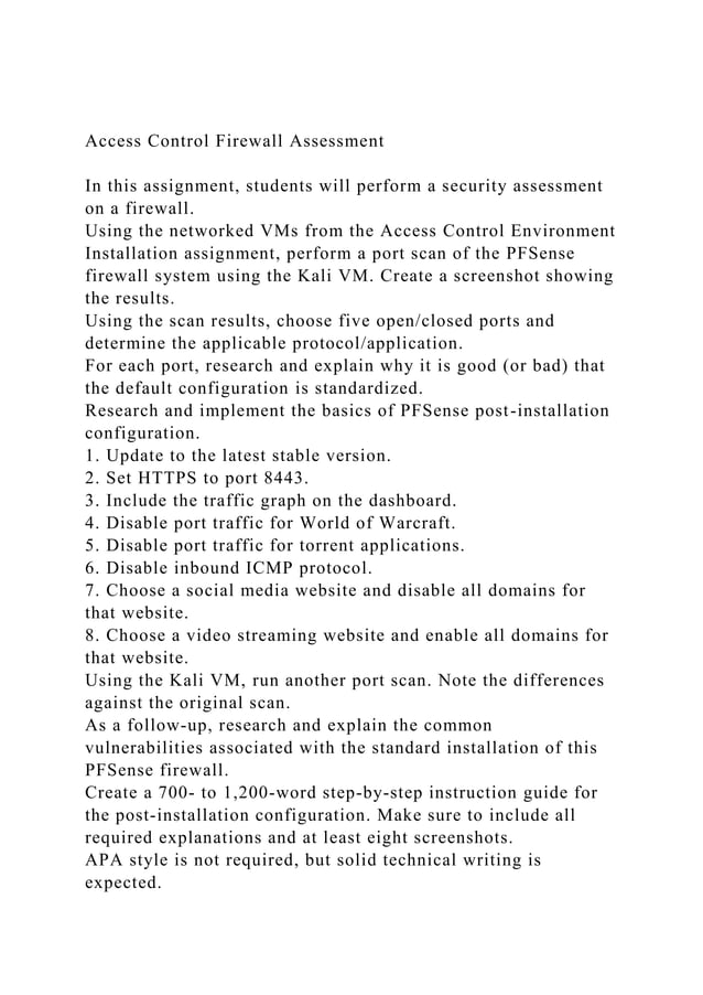 Access Control Firewall AssessmentIn this assignment, students.docx