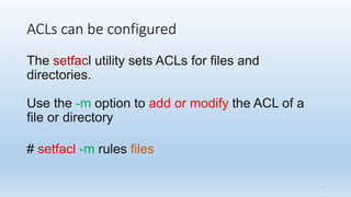 Usage of Access Control Lists (ACL) in Linux | PDF