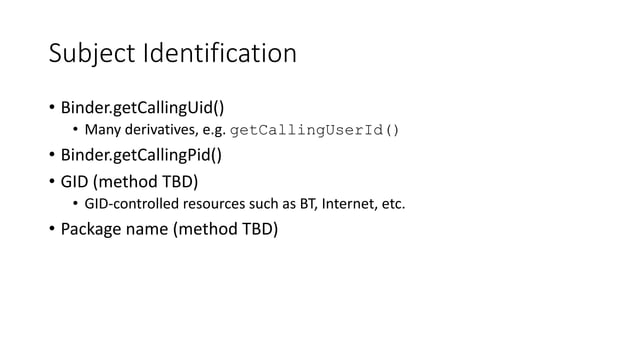 Access Control Patterns in Android Open Source Project | PPT