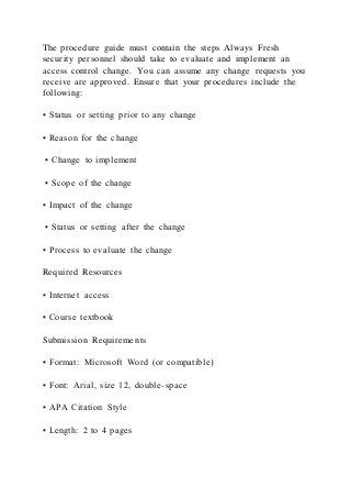 Access Controls Procedure Guide Scenario Changing access | PDF