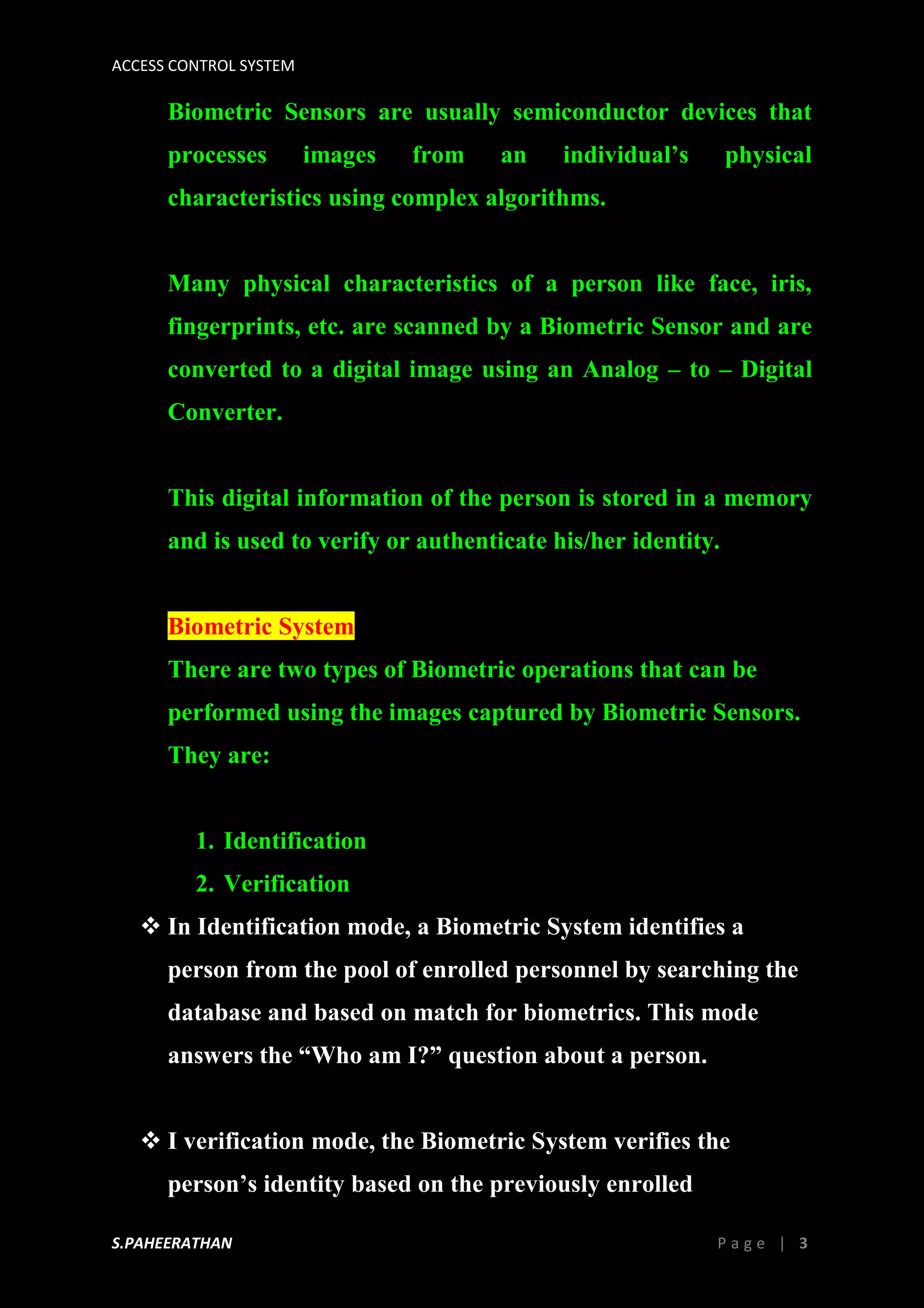 Access control system | PDF