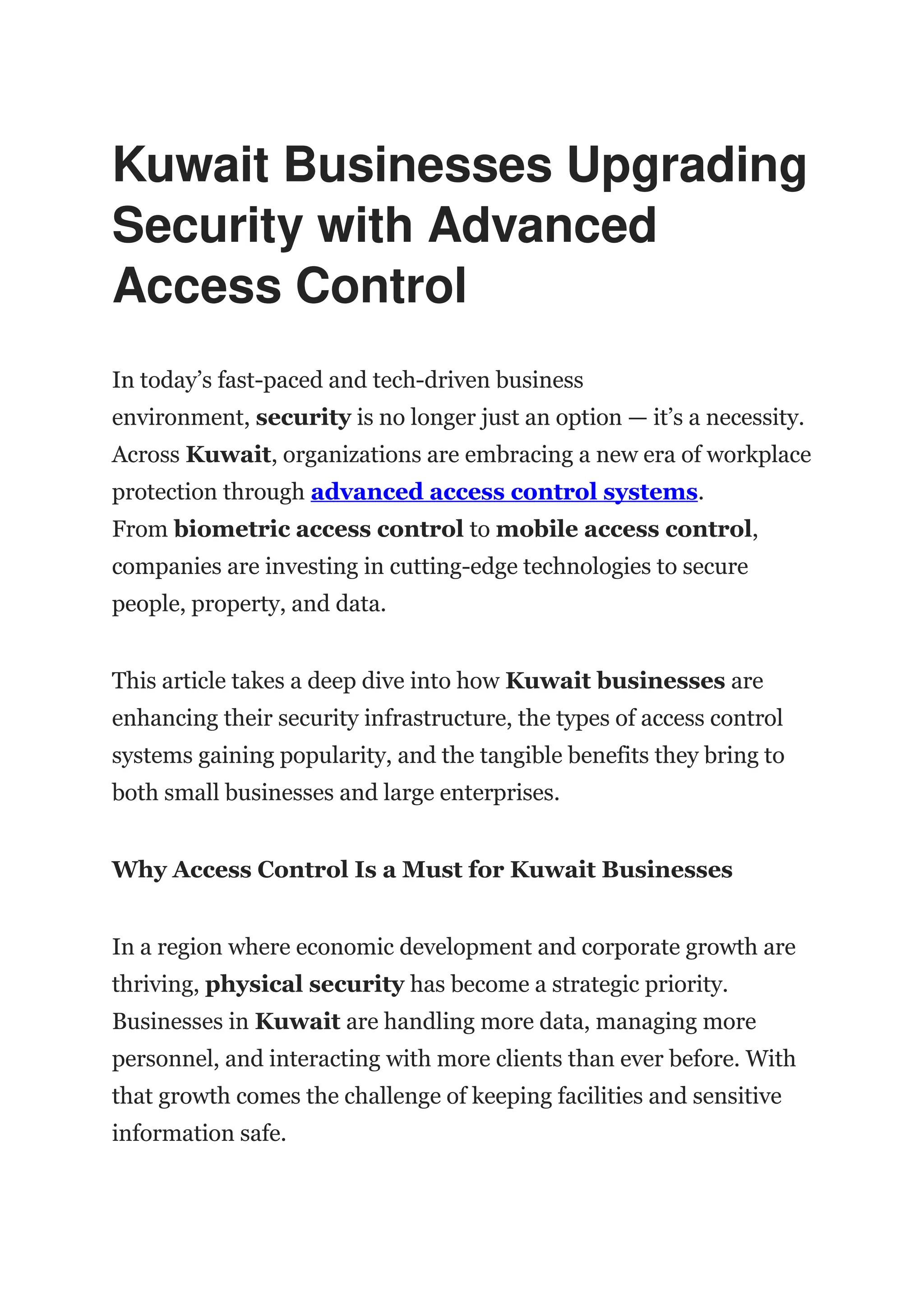 Access Control System in Kuwait.docx