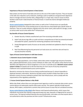 Access Control Systems for Data Centers and IT Infrastructure in the UAE.pdf