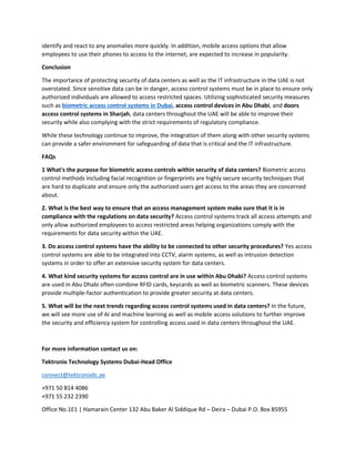 Access Control Systems for Data Centers and IT Infrastructure in the ...