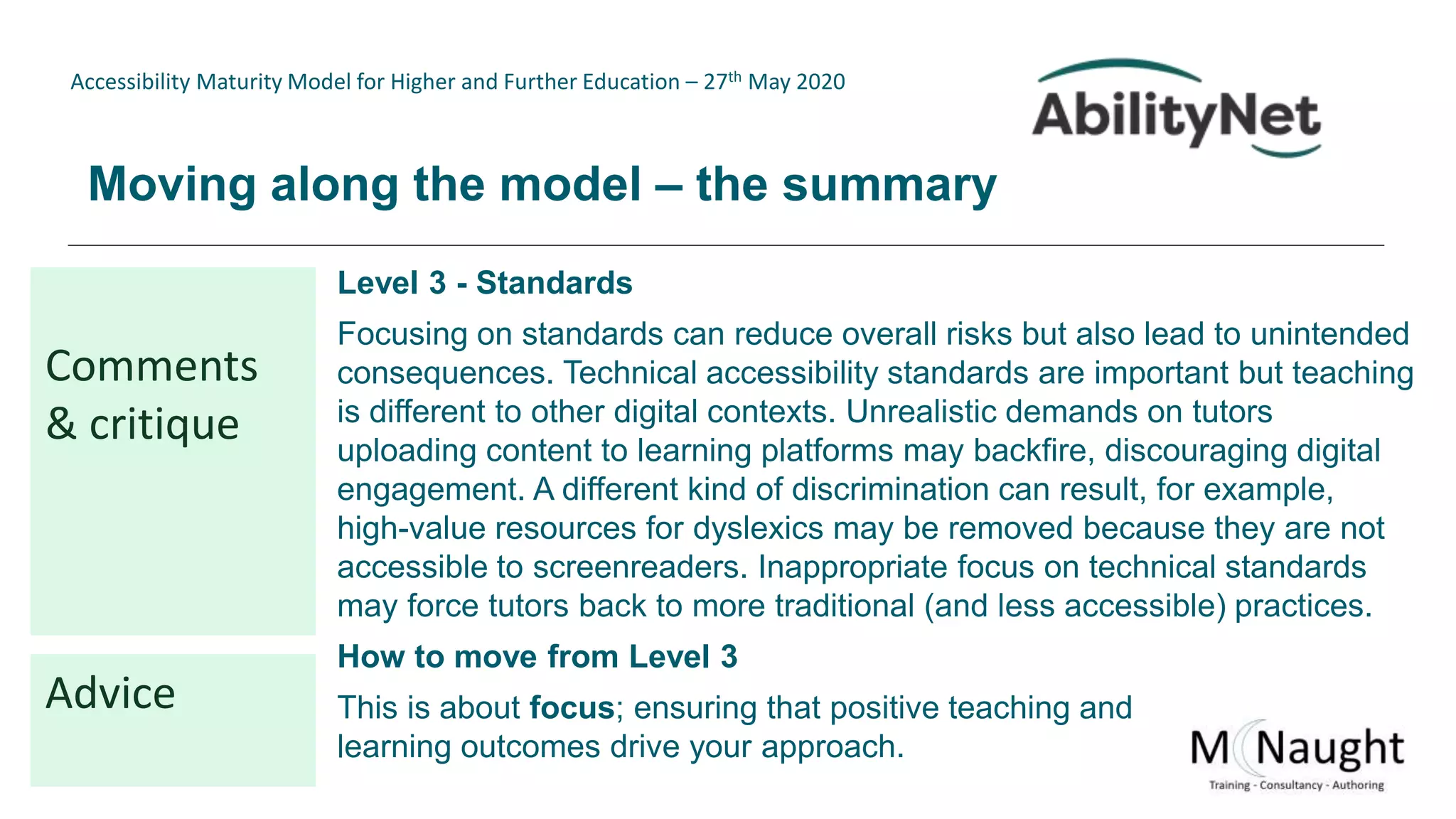HE Update and Accessibility Maturity Model for Higher and Further ...
