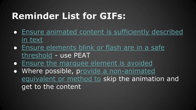 Accessibility for Animated Gifs | PPTX | Web Development | Internet