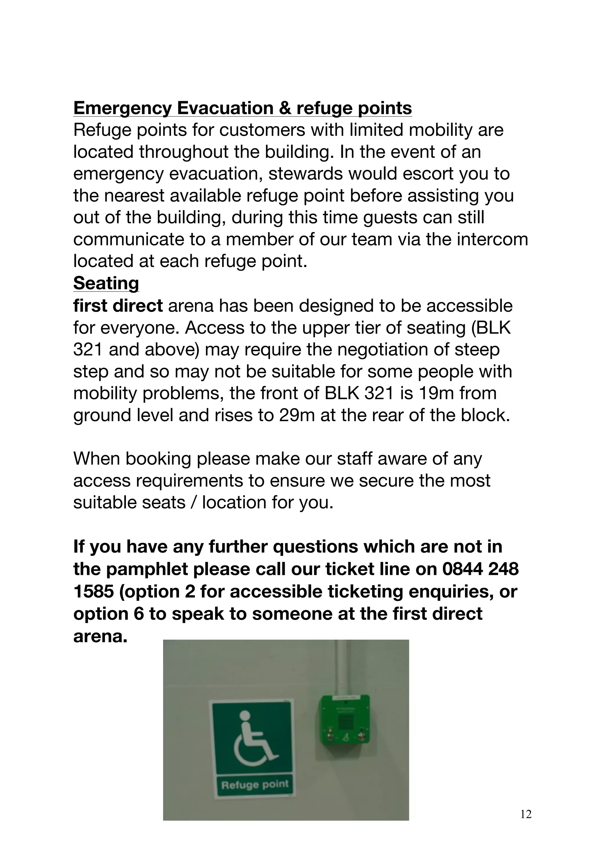 Accessibility information - First Direct Arena | PDF