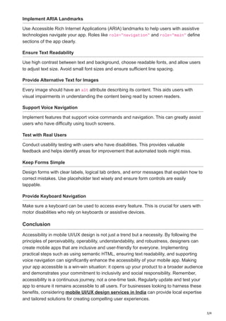 Accessibility in Mobile UIUX Design Making Apps Inclusive | PDF