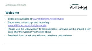 Accessibility Insights with Apple - Sarah Herrlinger | PPT