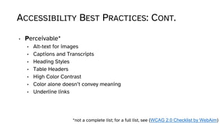 Accessibility & Universal Design for Learning in Online Teaching | PPT