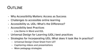 Accessibility & Universal Design for Learning in Online Teaching | PPT