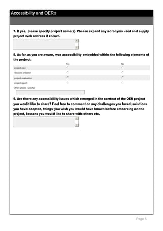 Accessibity and OER survey questions | PDF