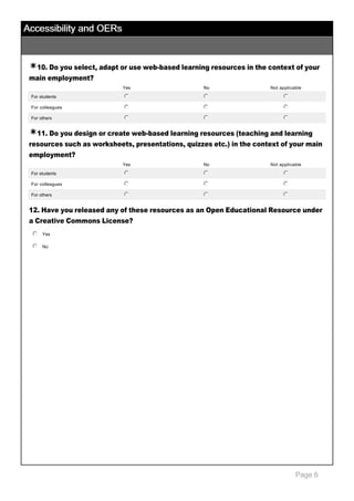 Accessibity and OER survey questions | PDF