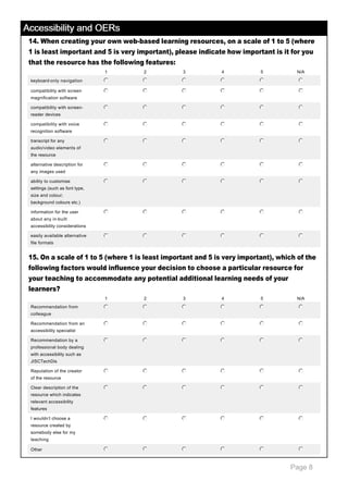Accessibity and OER survey questions | PDF
