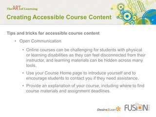 Creating Accessible Course Content | PPTX | Web Design and HTML | Internet