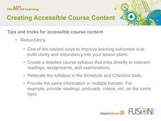 Creating Accessible Course Content | PPTX | Web Design and HTML | Internet