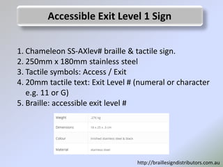 Accessible Exit Level 1 Sign - Braille Sign Distributors | PDF