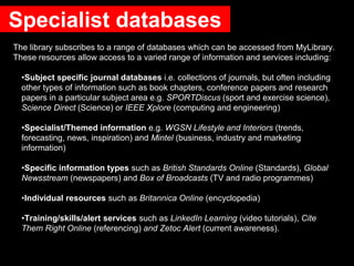 Accessing specialist databases | PPT