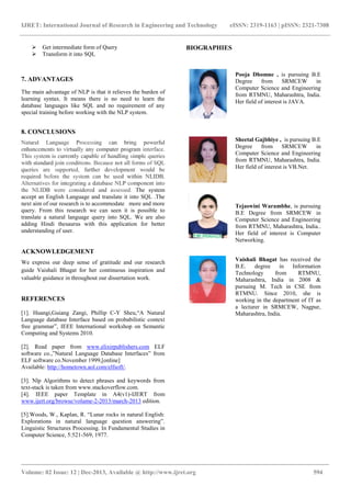 Accessing database using nlp | PDF