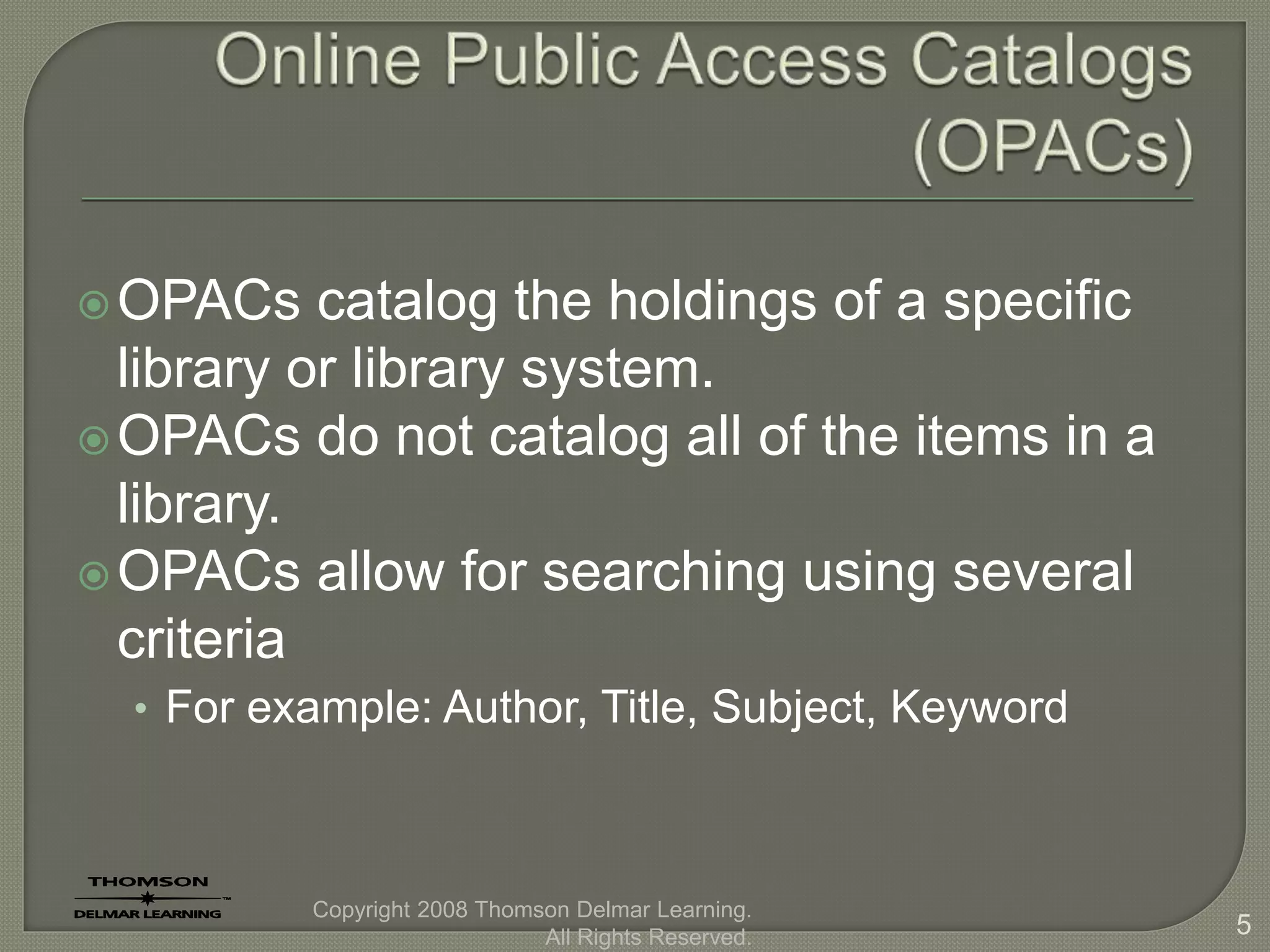 Accessing library information thomson delmar learning | PPTX