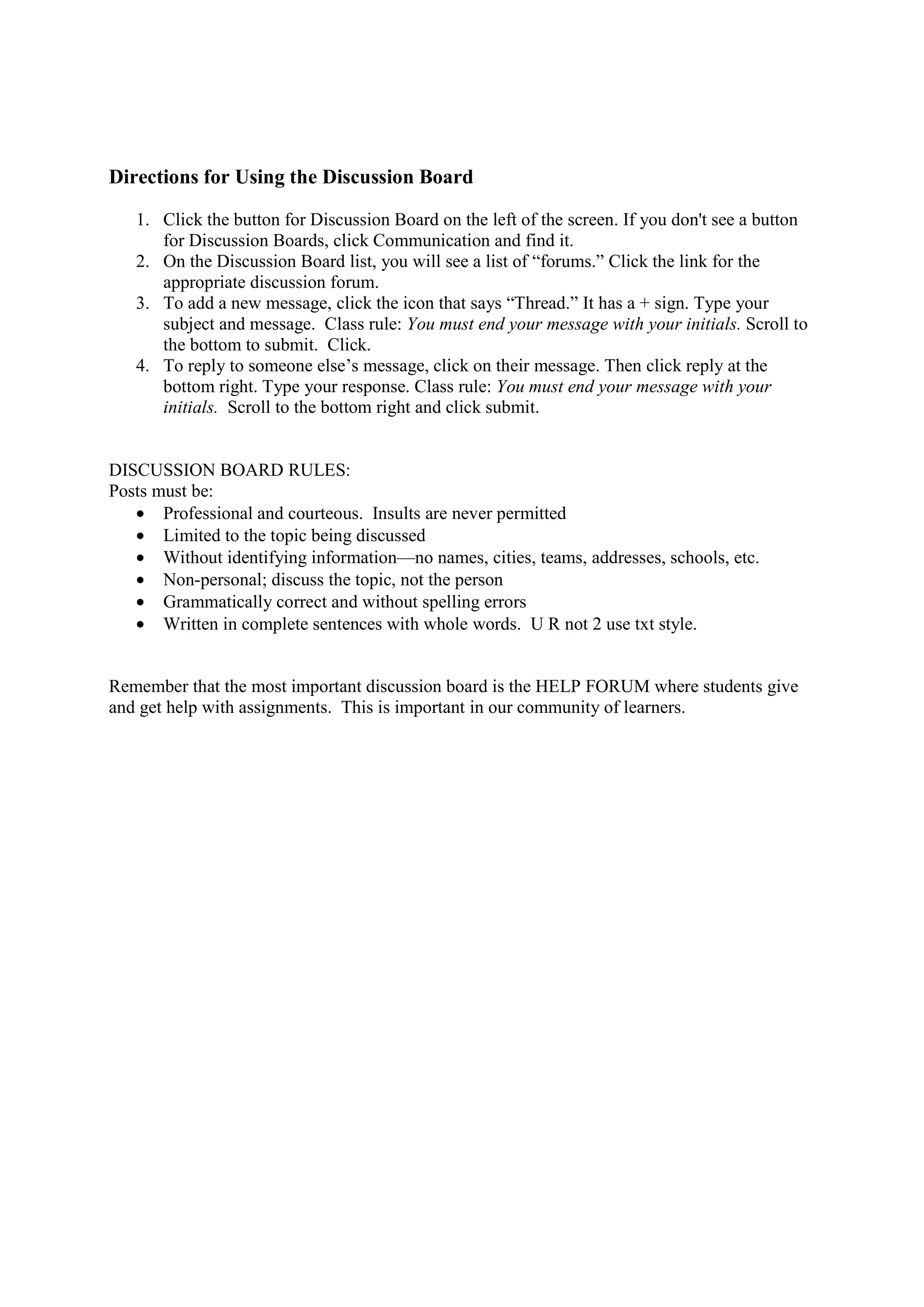 Accessing the discussion board | PDF