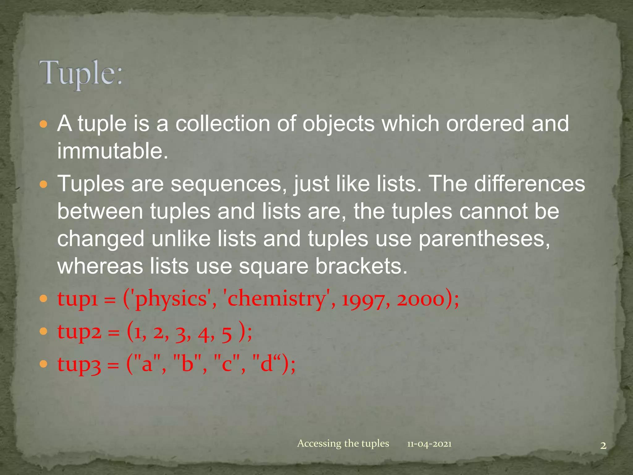 Accessing the tuples | PPT