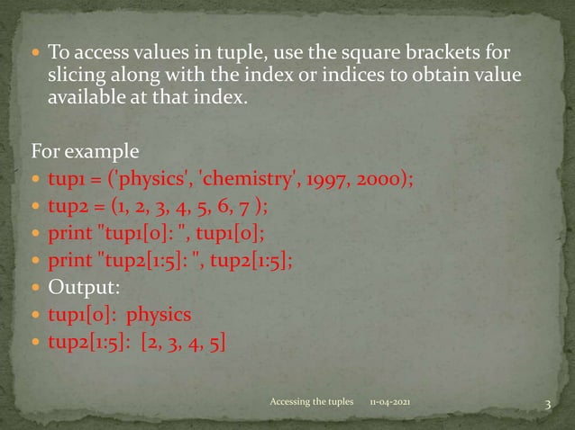 Accessing the tuples | PPT