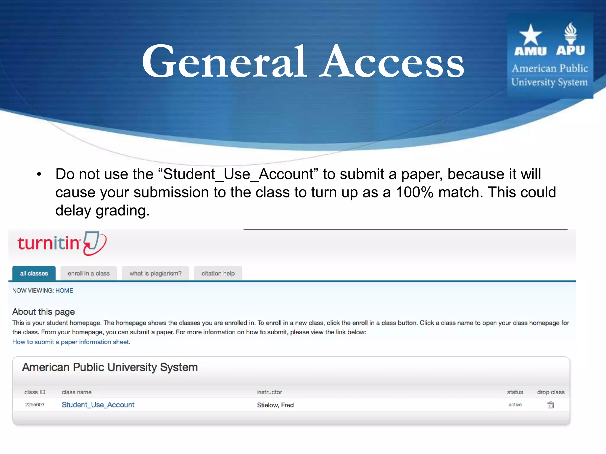 Accessing turnitin.com - APUS | PPTX