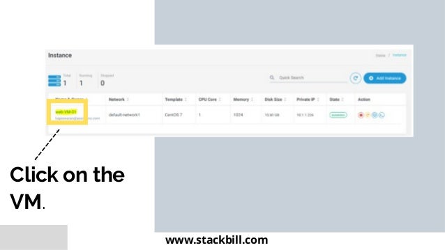 StackBill Cloud Management Portal - Accessing VM on StackBill | PPT