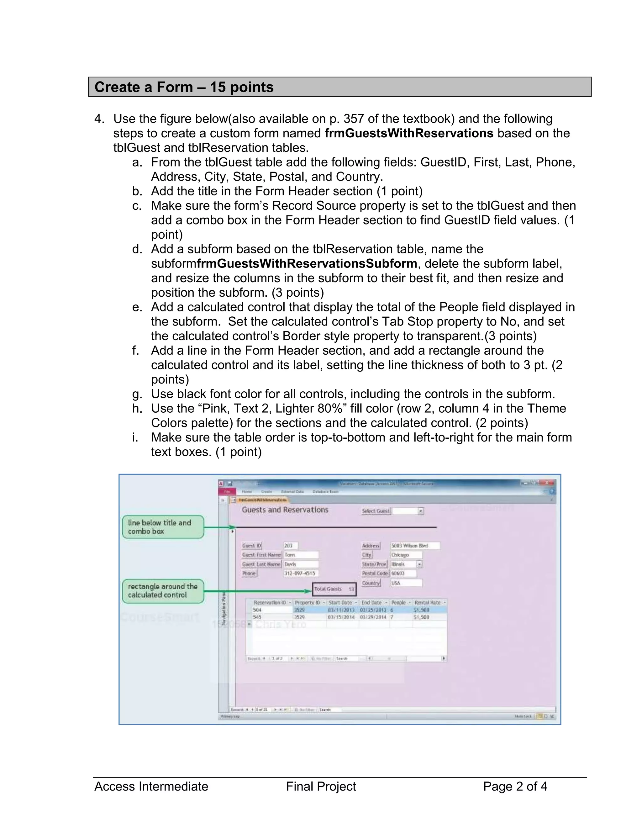 Access intermediate 2010 final project new | PDF