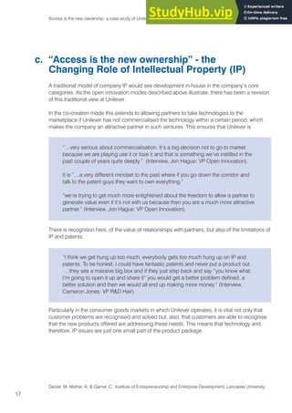 Access Is The New Ownership A Case Study Of Unilever S Approach To Open ...