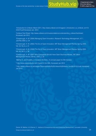 Access Is The New Ownership A Case Study Of Unilever S Approach To Open ...