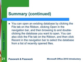 Access lesson 01 Microsoft Access Basics | PPTX