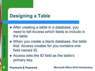 Access lesson 02 Creating a Database | PPTX | Databases | Computer Software and Applications