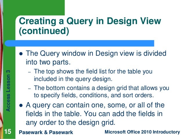 Access lesson 03 Creating Queries