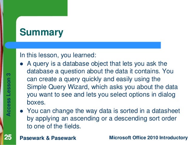 Access Lesson 03 Creating Queries