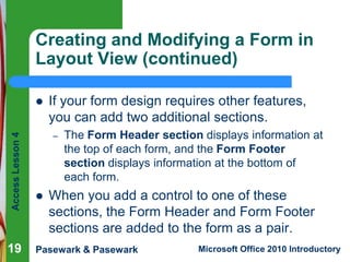 Access lesson 04 Creating and Modifying Forms | PPTX