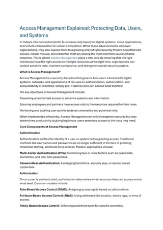Access Management Explained: Protecting Data, Users, and Systems | PDF