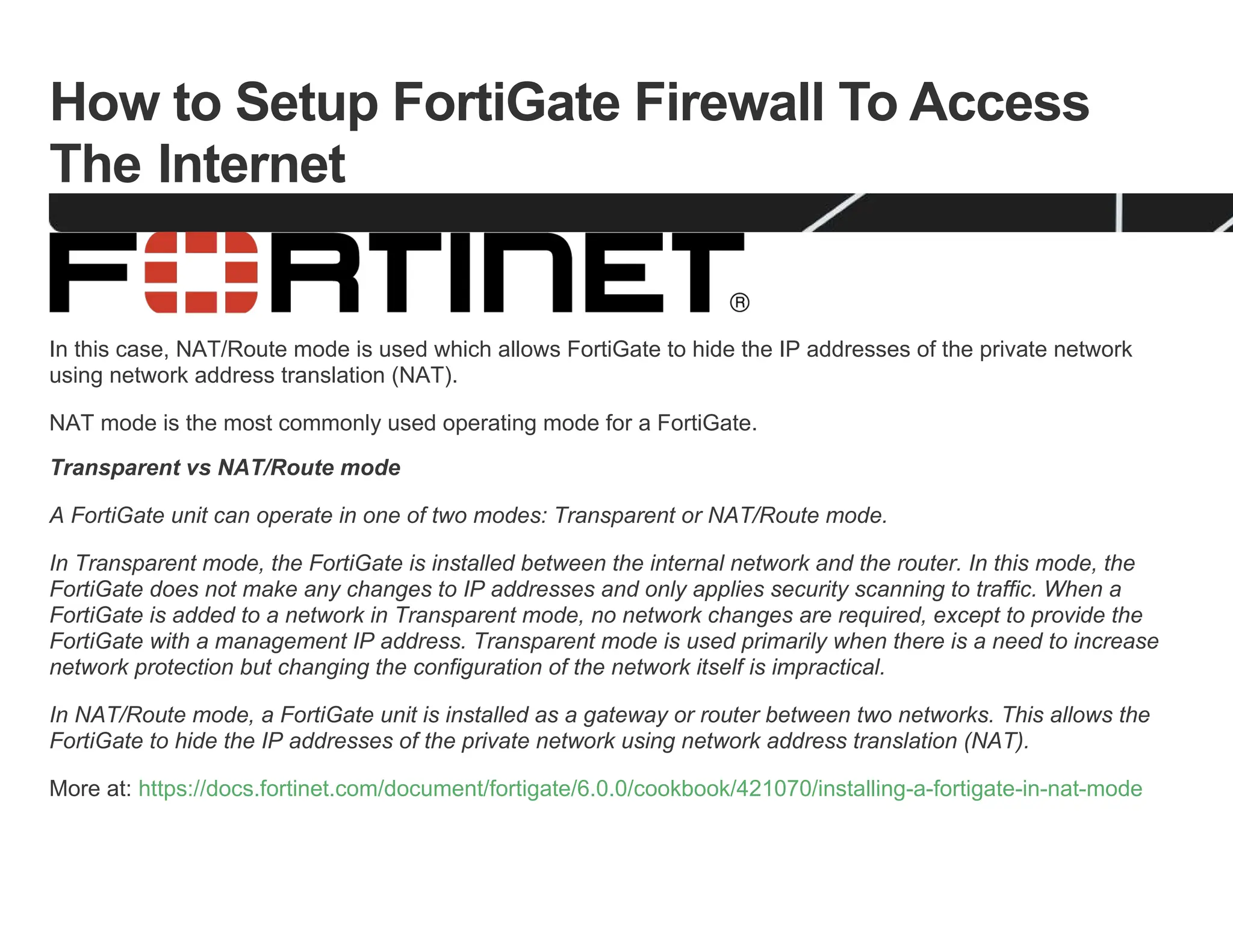 FORTIGATE FIREWALL BASIC KNOWELEDGE TO CONFIGURE ROUTER | DOCX