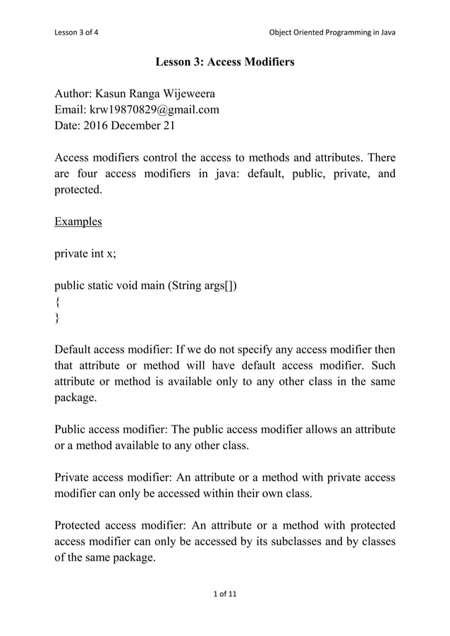 Access modifiers | PDF | Programming Languages | Computing
