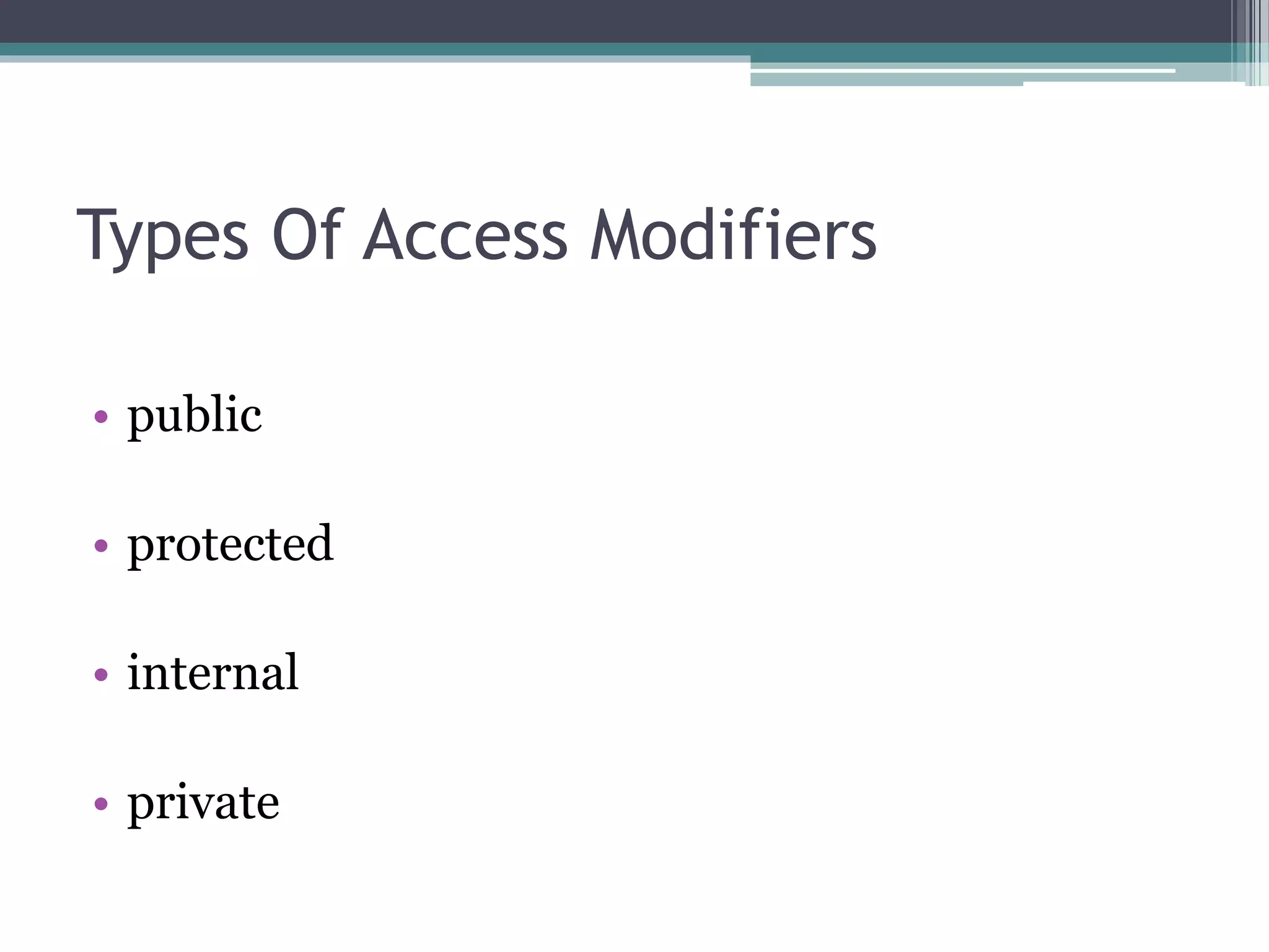 C Access Modifiers Pptx Programming Languages Computing