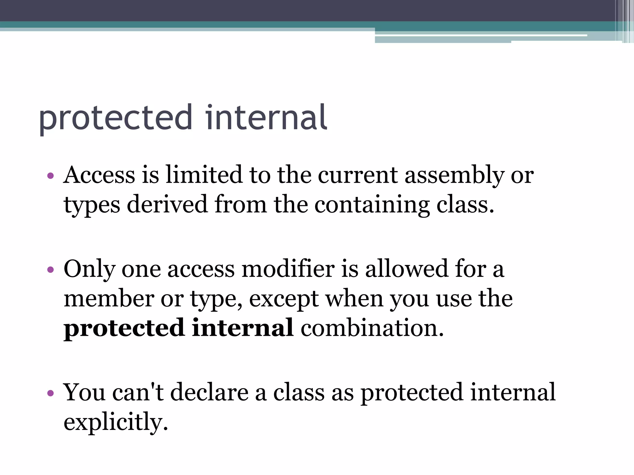 C# Access modifiers | PPT