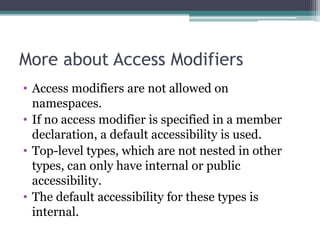 C# Access modifiers | PPTX | Programming Languages | Computing