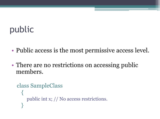 C Access Modifiers Pptx Programming Languages Computing