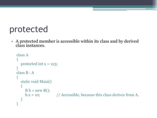 C# Access modifiers | PPTX | Programming Languages | Computing