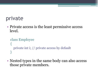 C# Access modifiers | PPTX | Programming Languages | Computing