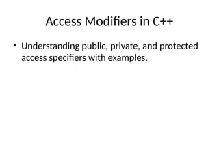 Comprehensive Guide to Access Modifiers in C++: Public, Private, and ...