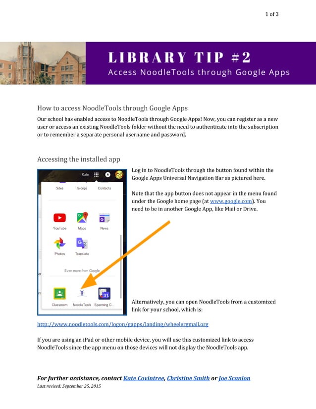 Access NoodleTools through Google apps | PDF